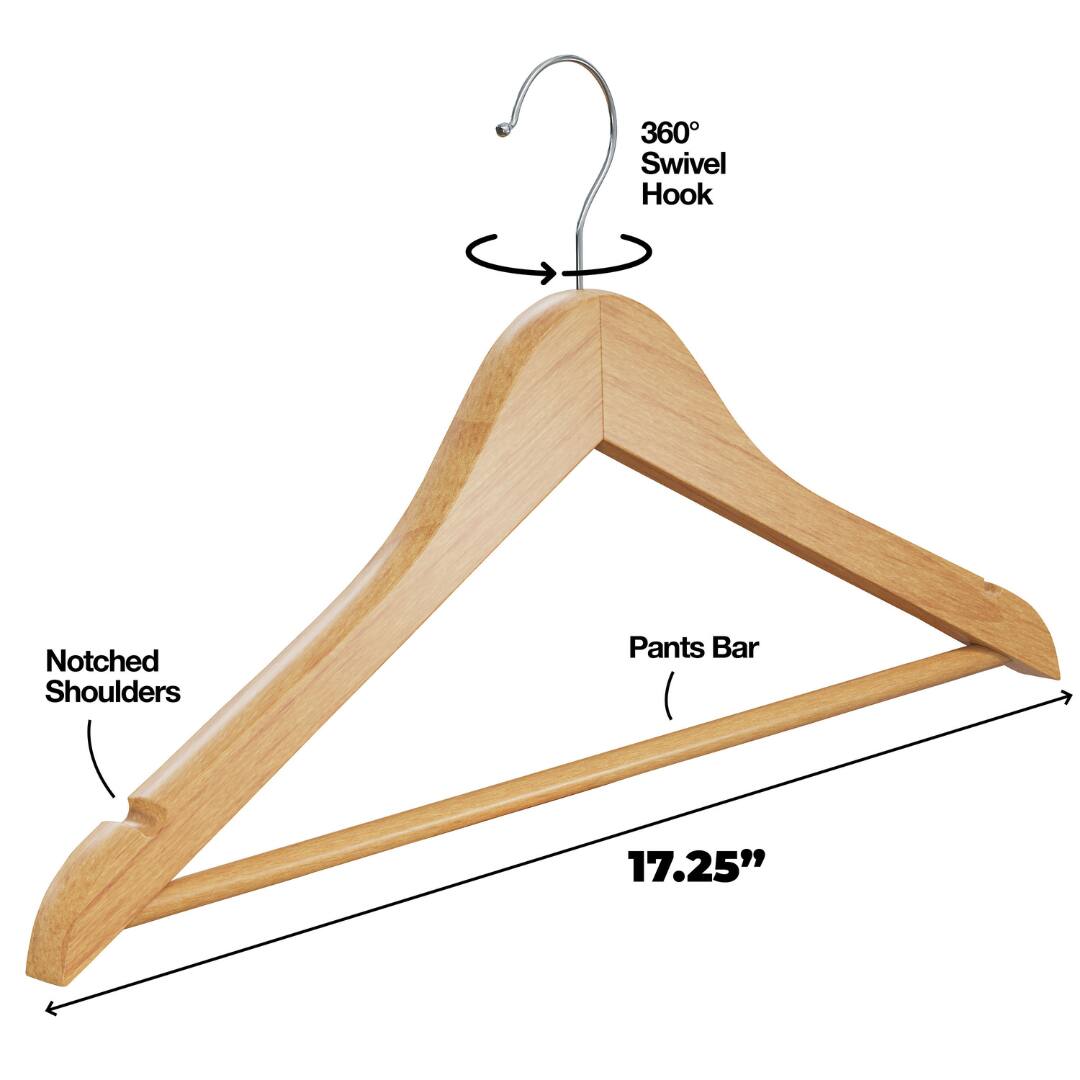 Home It Wooden Hangers Wood Durable Heavy Duty Coat Hangers Premium ...