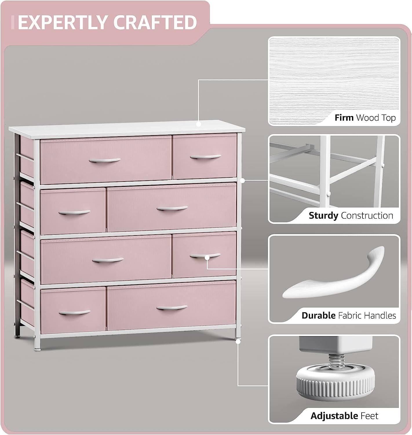 Sorbus Dresser with 8 Drawers Storage Chest Organizer with Steel Frame ...