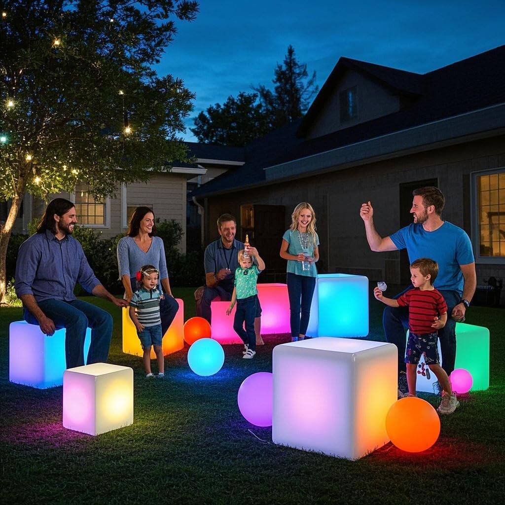 PO3TICJUNKI3 16 inch Rechargeable Led Cube Chair Light 16 Rgb Colors ...