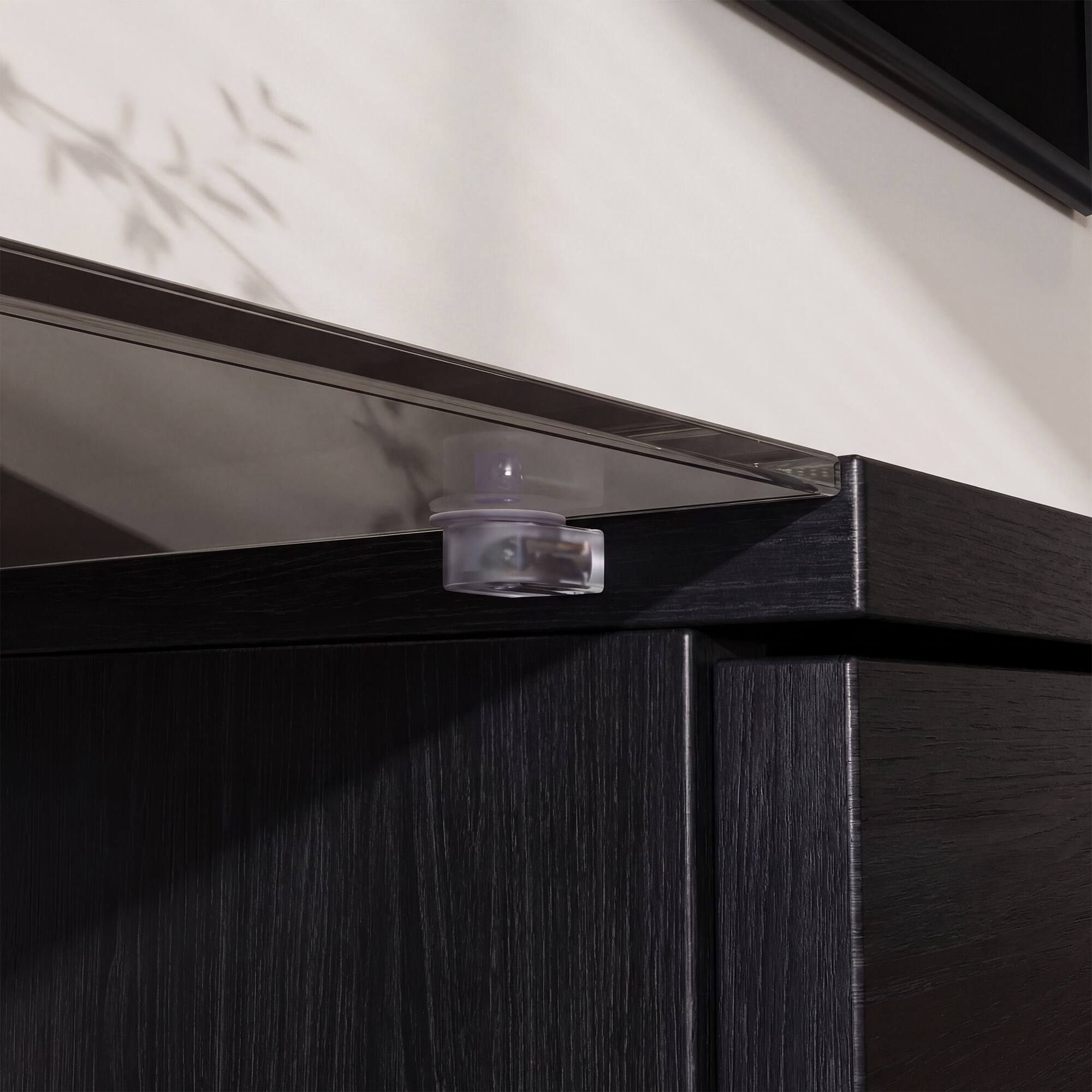 Famapy Modern 89" Floating TV Stand with LED Lights, Tempered Glass ...