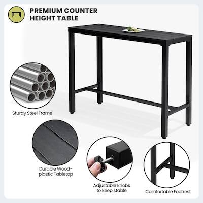 Crestlive Products 55in Patio Plastic Wood Top Steel Frame Bistro Bar ...