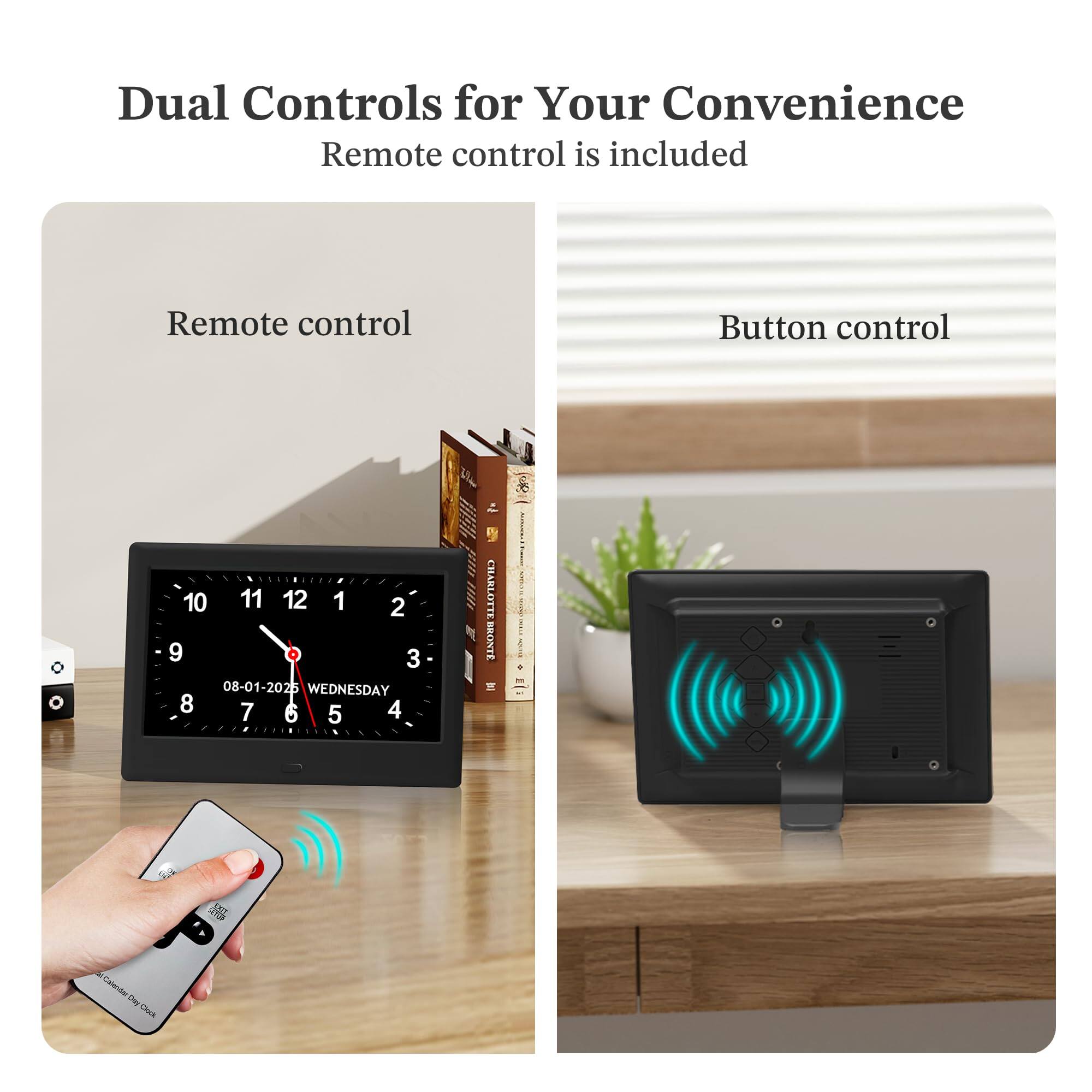 Dazzed Corner Digital Clocks, 7'' Digital Calendar for Seniors Large ...