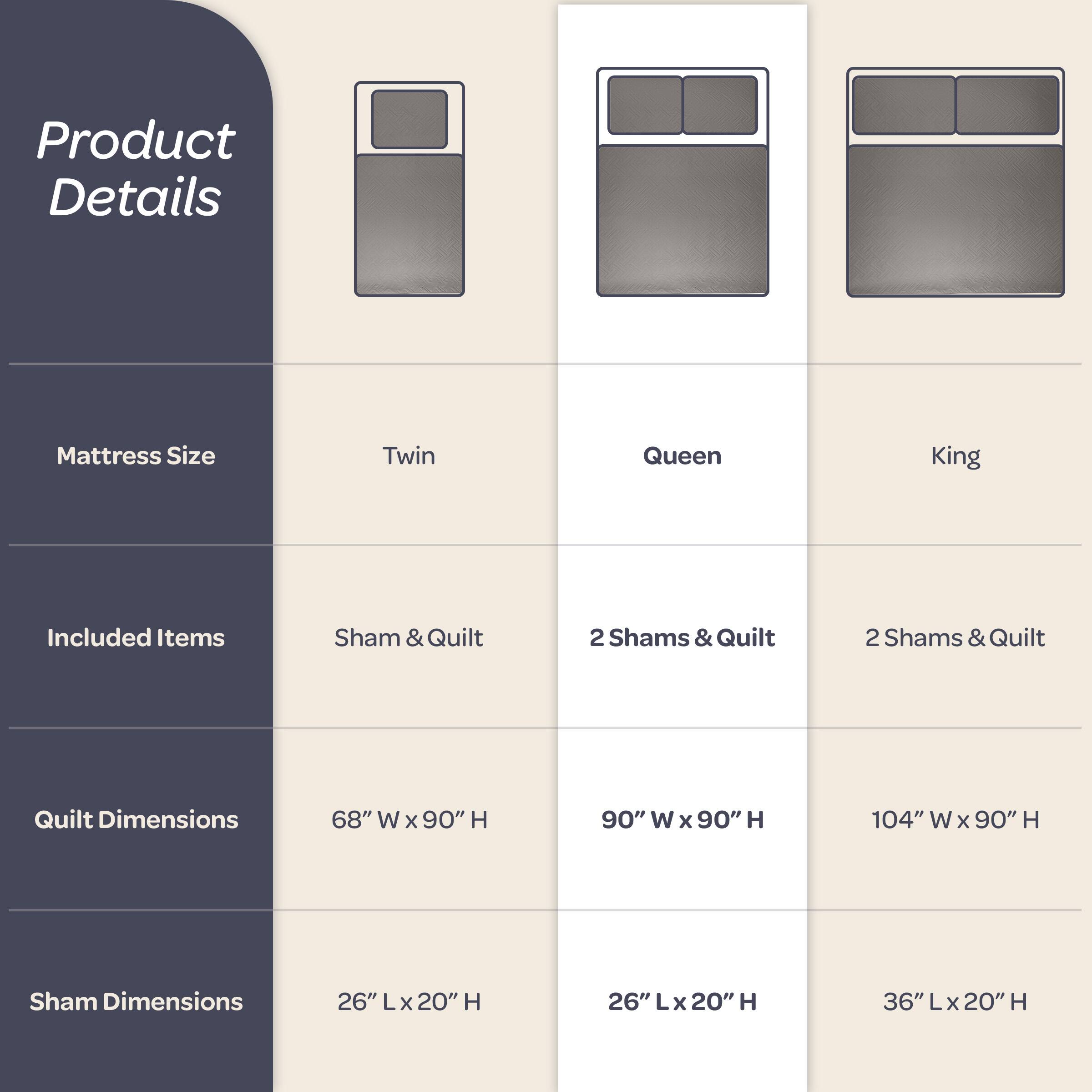 Lavish Home 3PC Queen Quilt Set with Shams Gray 66-001-QGY - Best Buy