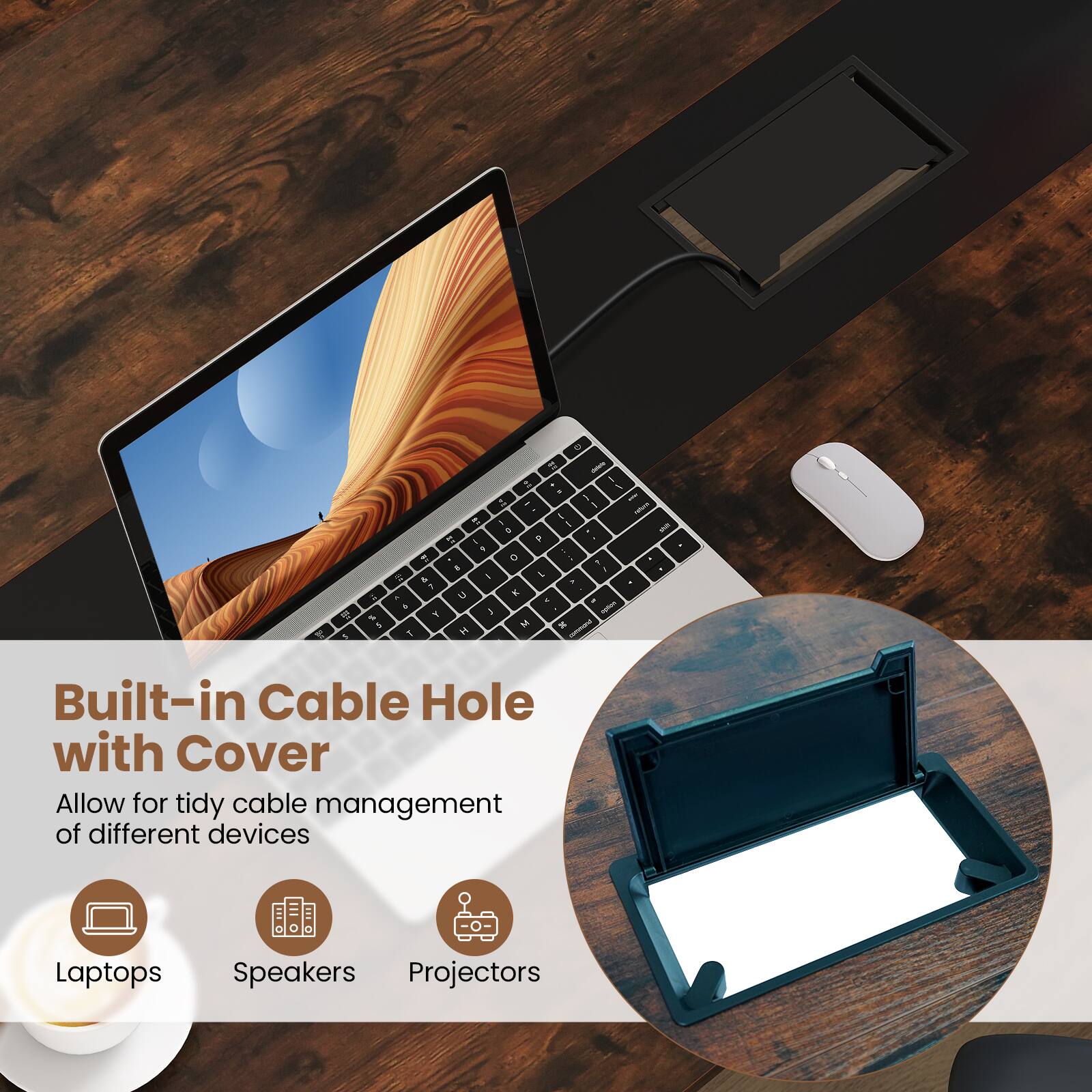 Gymax 2PCS Large Office Table w/ Cable Grommet Sturdy Metal Legs for ...