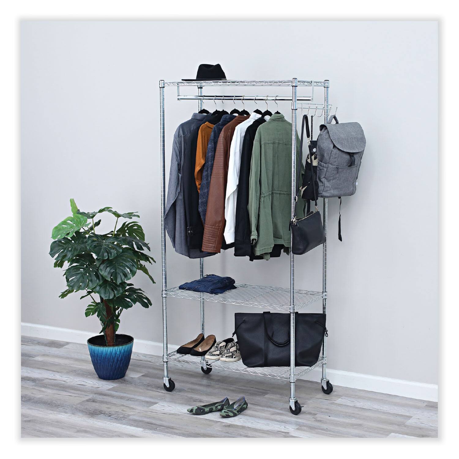 Alera Wire Shelving Garment Rack, 30 Garments, 36w X 18d X 75h, Silver ...