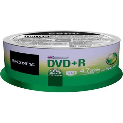 Best Buy: Sony 16x DVD+R Discs with Spindle (25-Pack) Metallic 25DPR47SPM