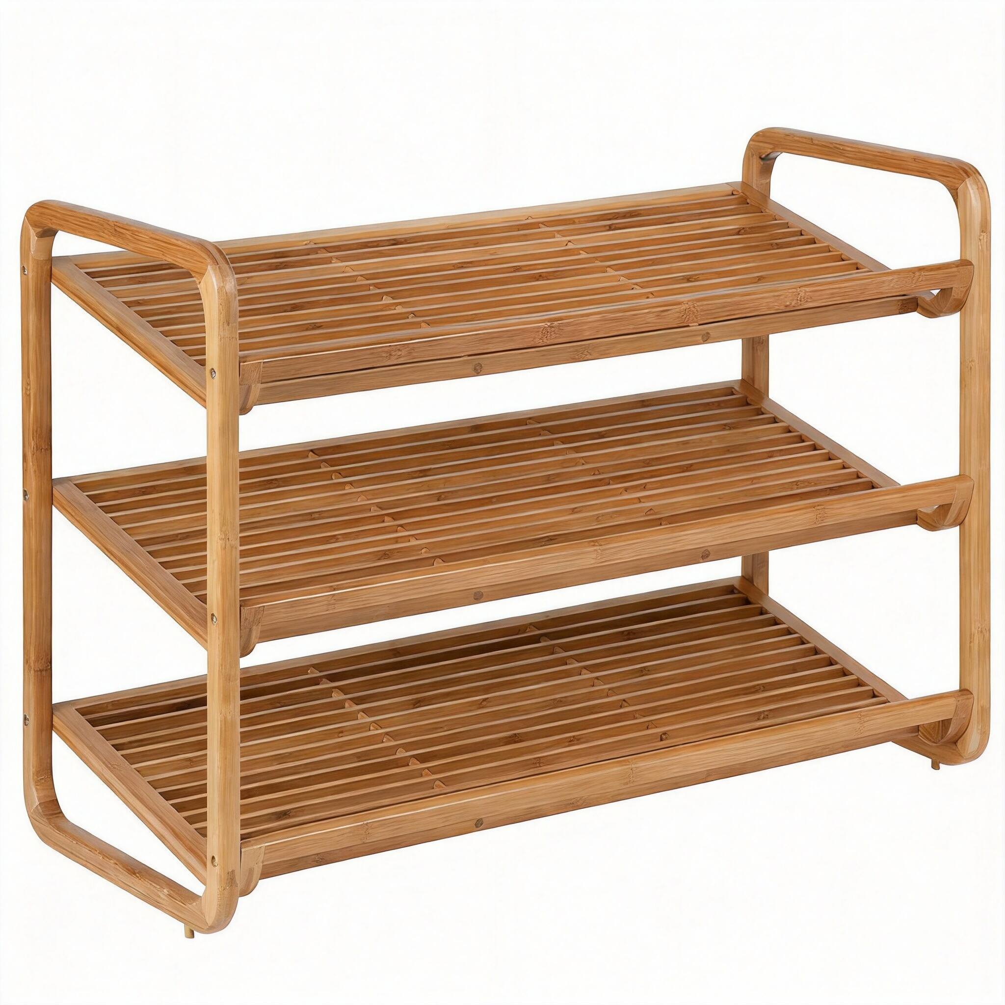 Frangdom Bamboo 3 Tier Shoe Rack Brown 12 pairs 13x30x20 884342400977 ...