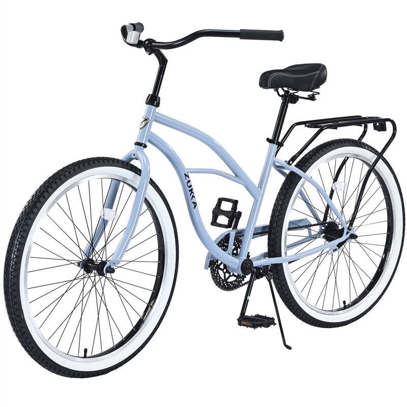 HTUTWOO 26" Beach Cruiser Bike Single Speed Steel Frame Bicycle with ...
