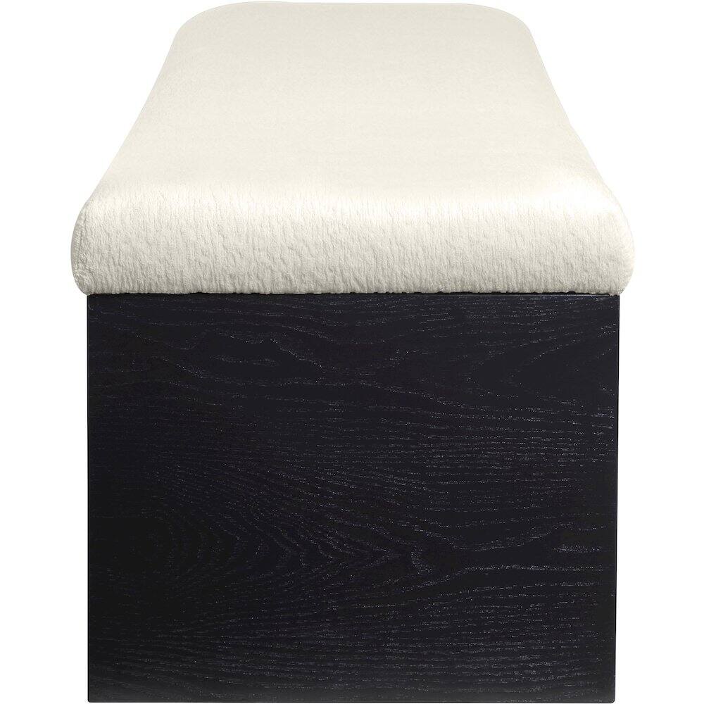 Meridian Furniture Lawson Cream Velour Fur Fabric Bench Beige ...