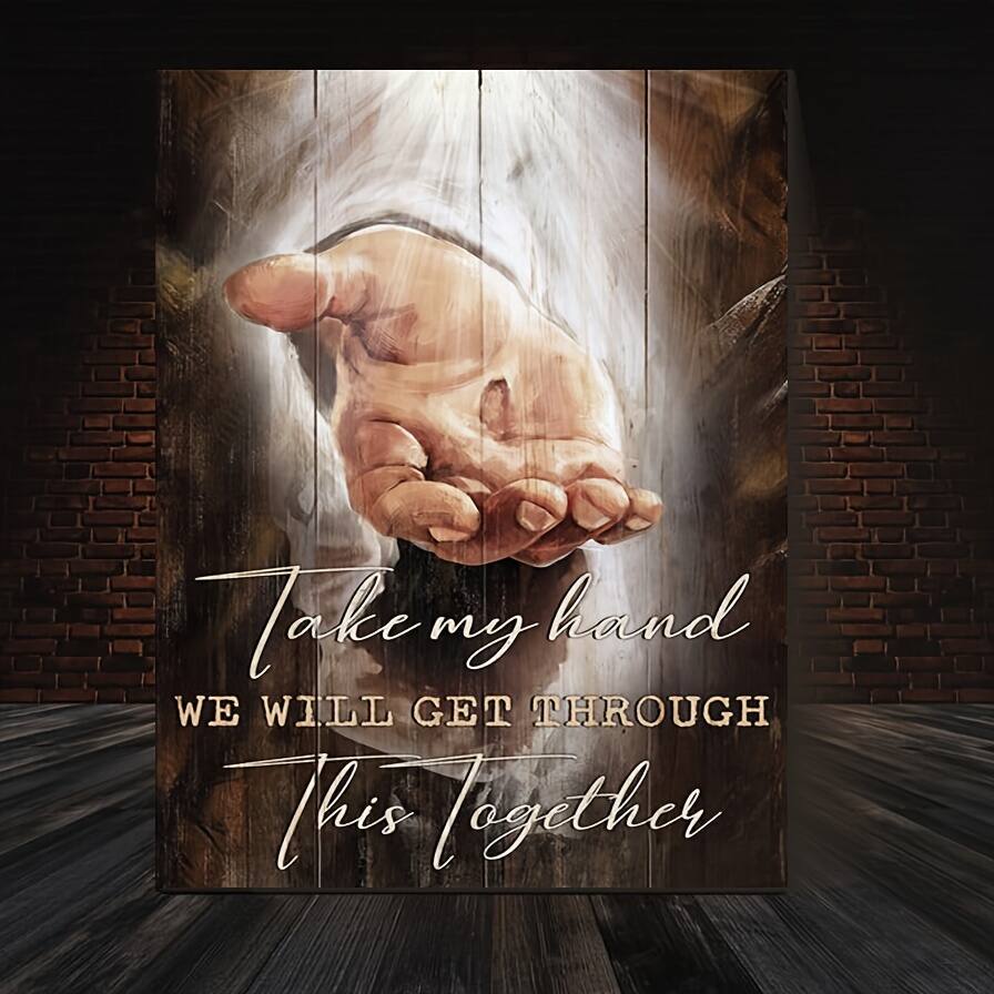 blue 1 Piece Framed Wooden Canvas Painting, Hand of God Inspiration ...