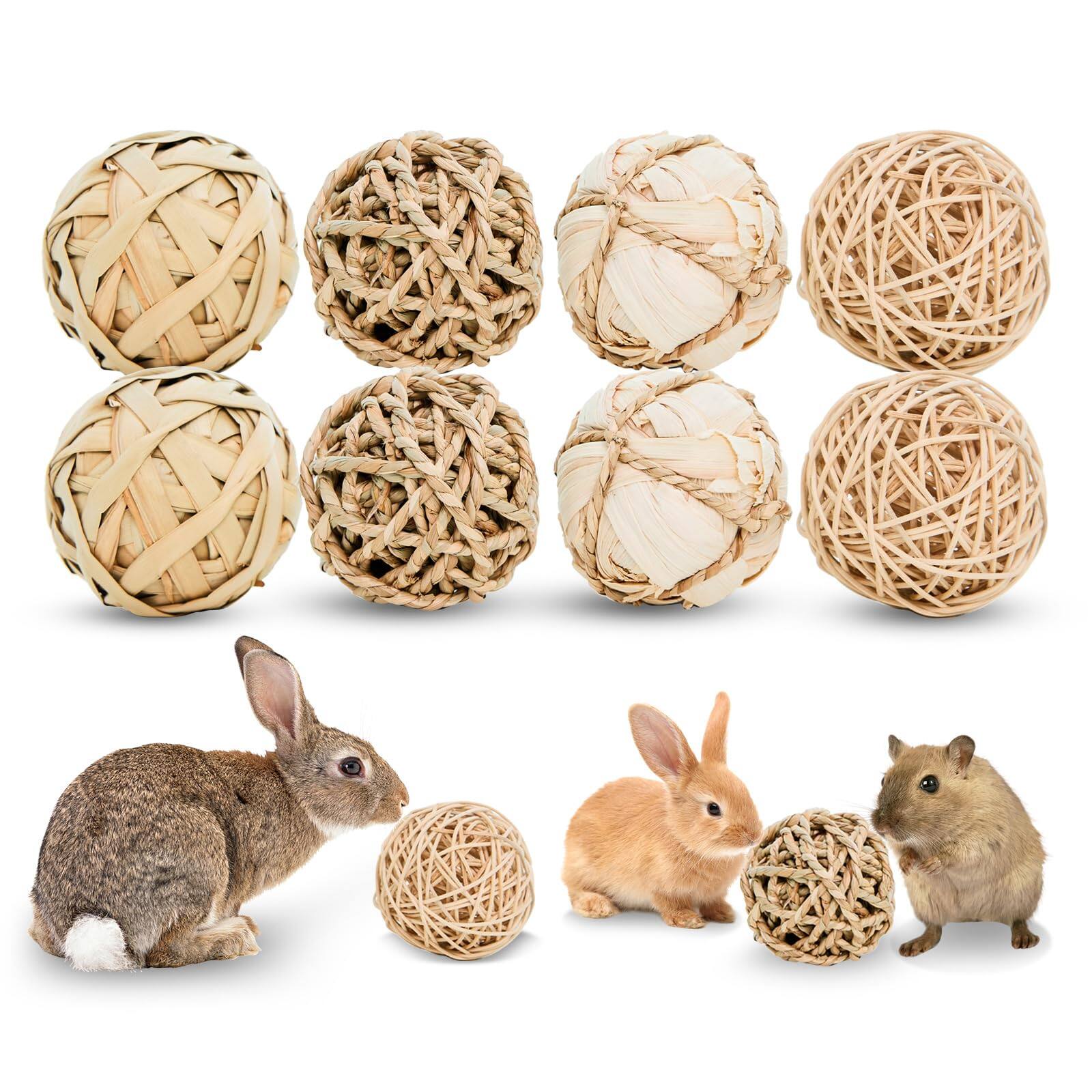 Live At Space 8 Pack Small Pet Toys 7cm Woven Balls For Rabbits Guinea ...