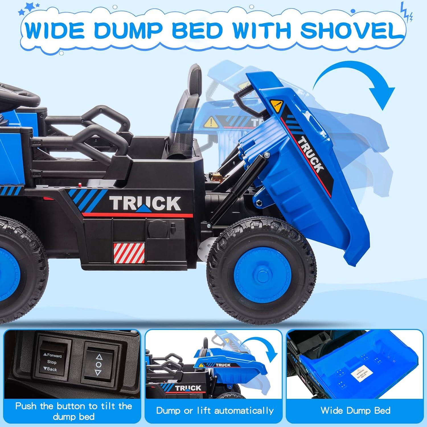 Acekool 12V Ride On Dump Truck for Kids, Remote Control, Electric Dump ...