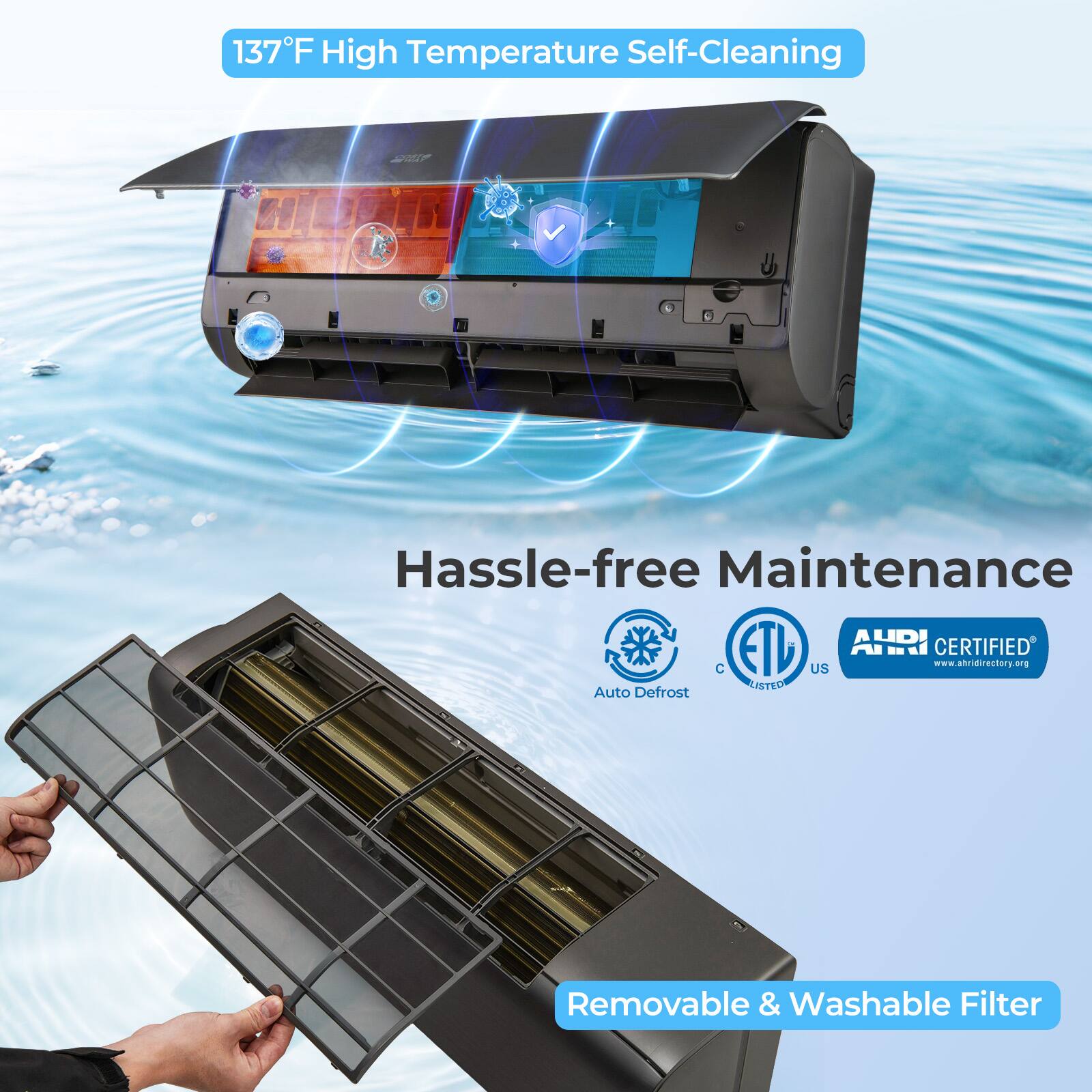 Costway 12000BTU Wifi Enabled Mini Split AC 22 SEER2115V Inverter Air ...