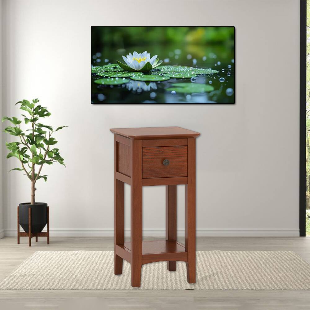 Hivvago Contemporary 3 Layer Side Table with Drawer and Open ...