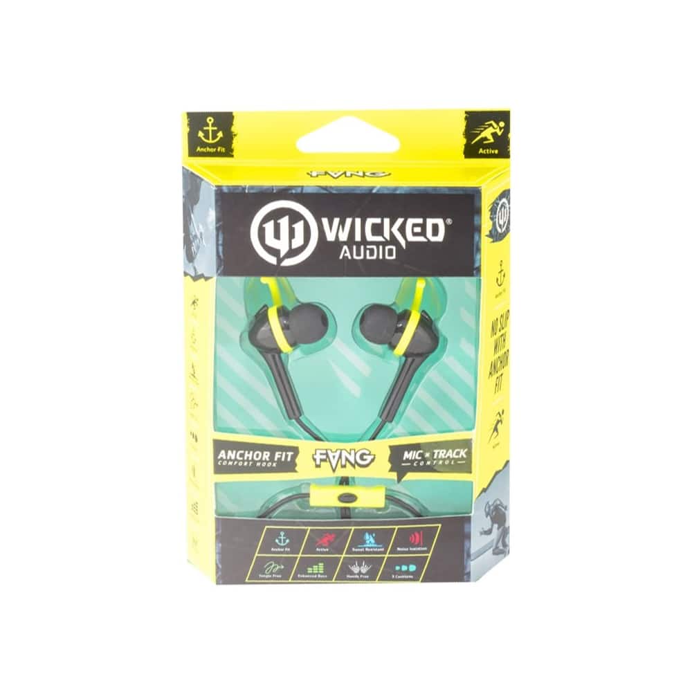 Wicked Audio Fang Wired In Ear Headphones Black/lime WI-3351 - Best Buy