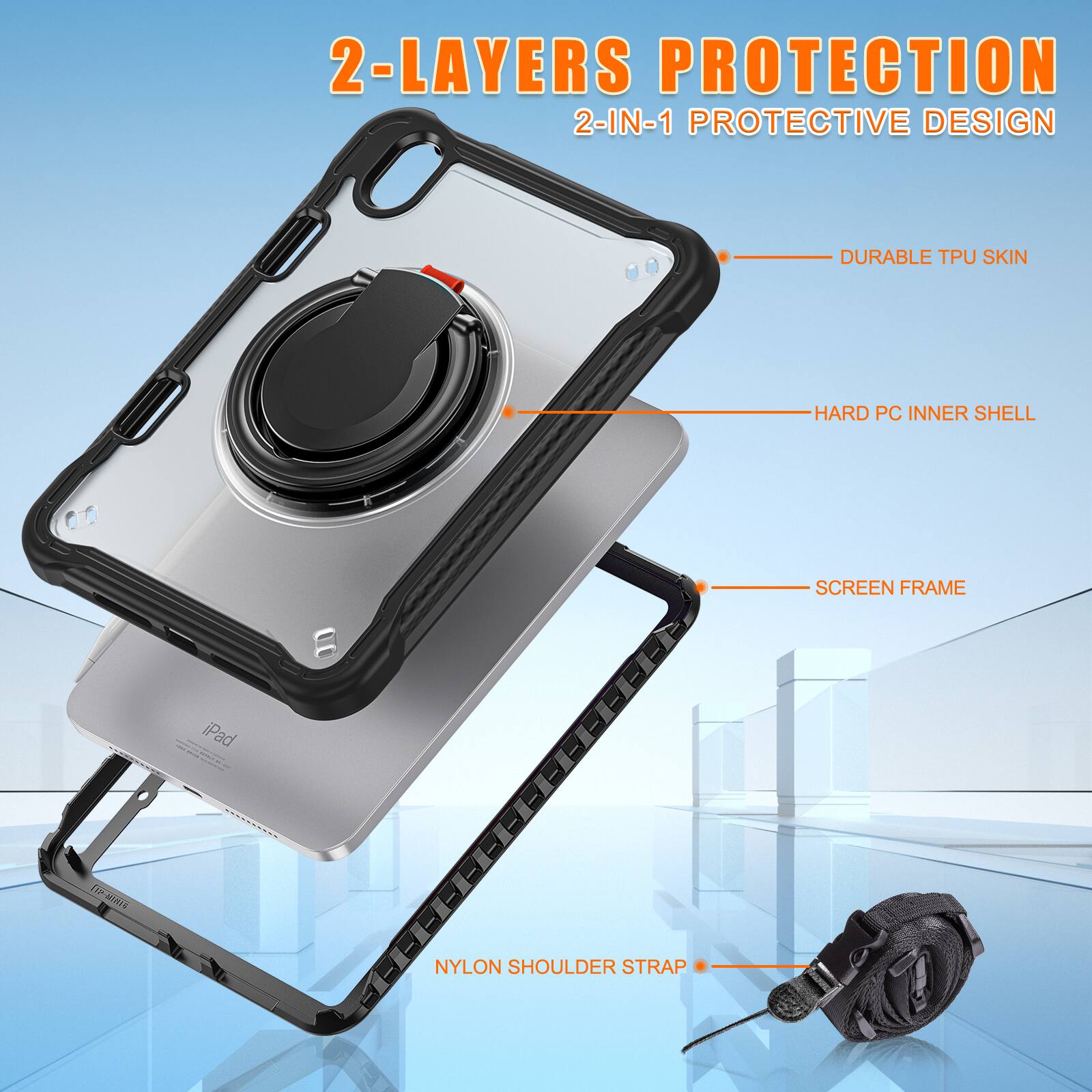 Dteck Crossbody Strap Hybrid Rugged Case Shockproof 360° Rotating Stand ...