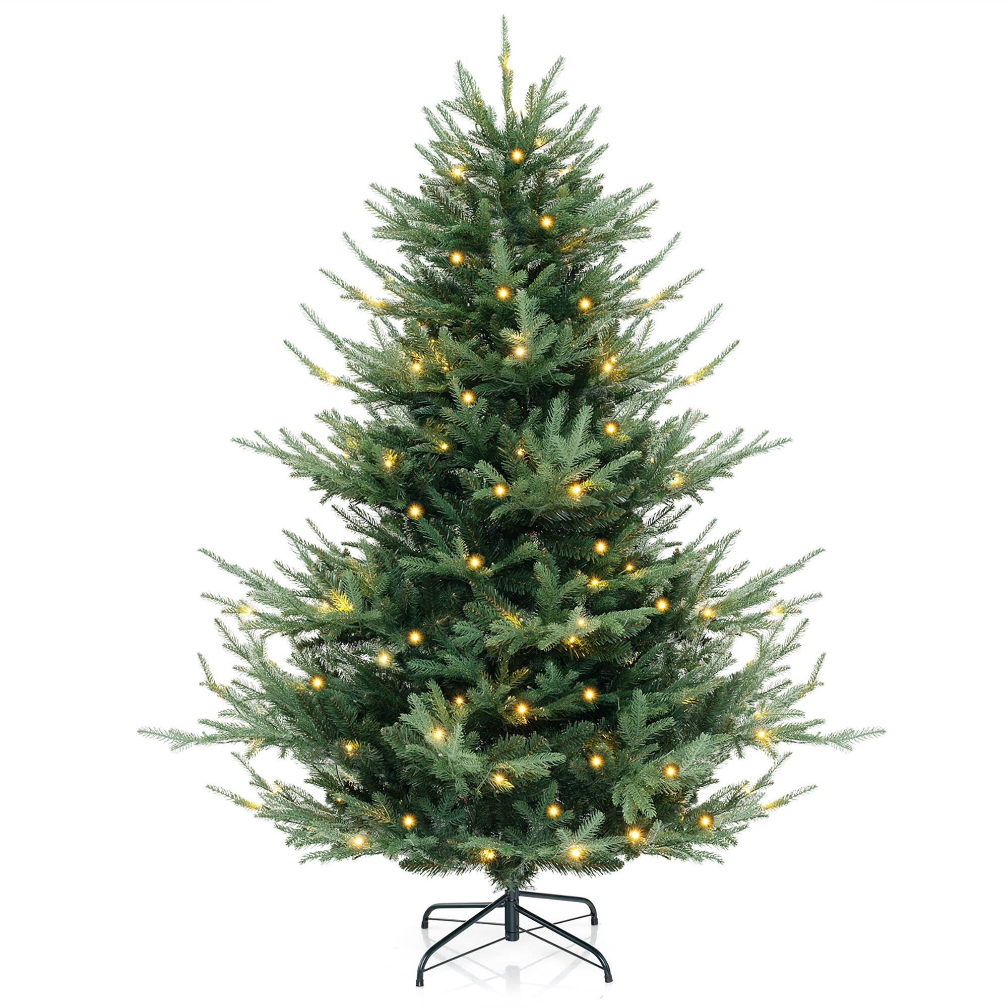 Gymax 6 FT Artificial Xmas Tree w/ 778 PVC PE Branch Tips 240 Warm ...