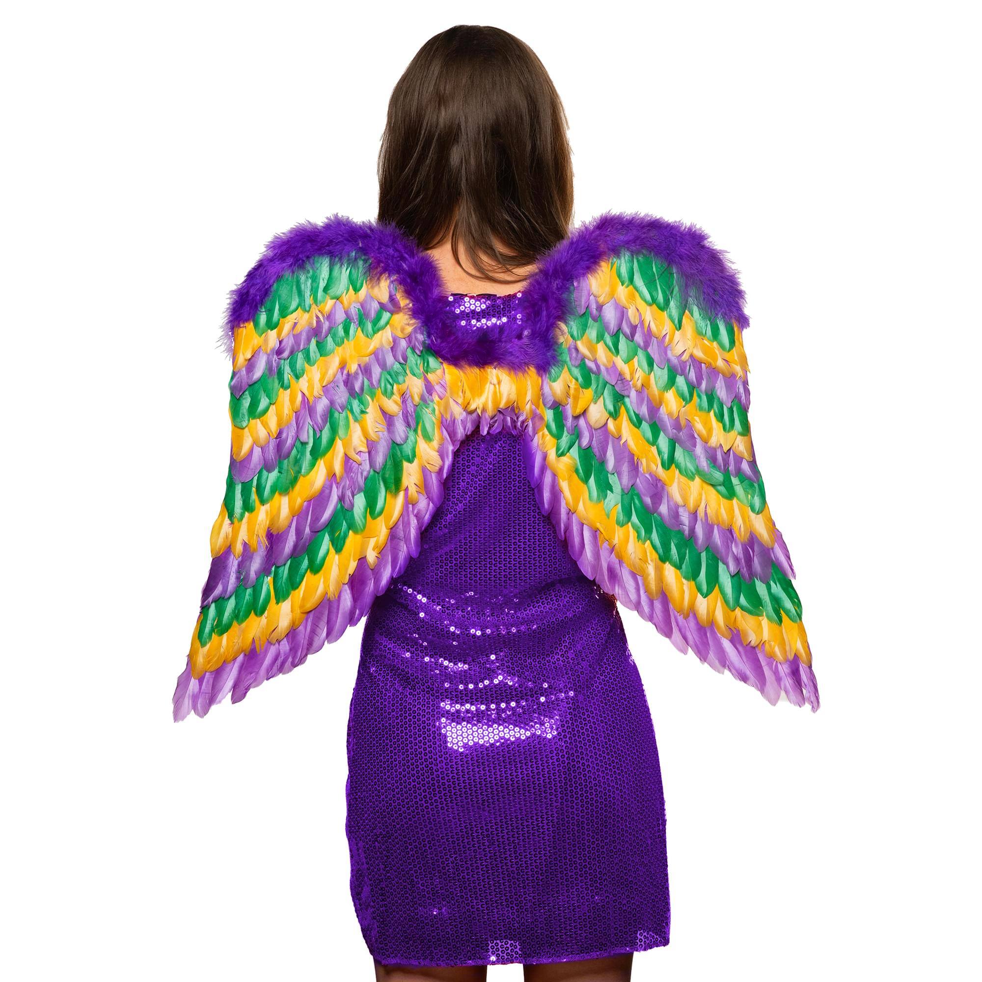 Underwraps Mardi Gras Double Sided Feather Wings Adult Costume ...