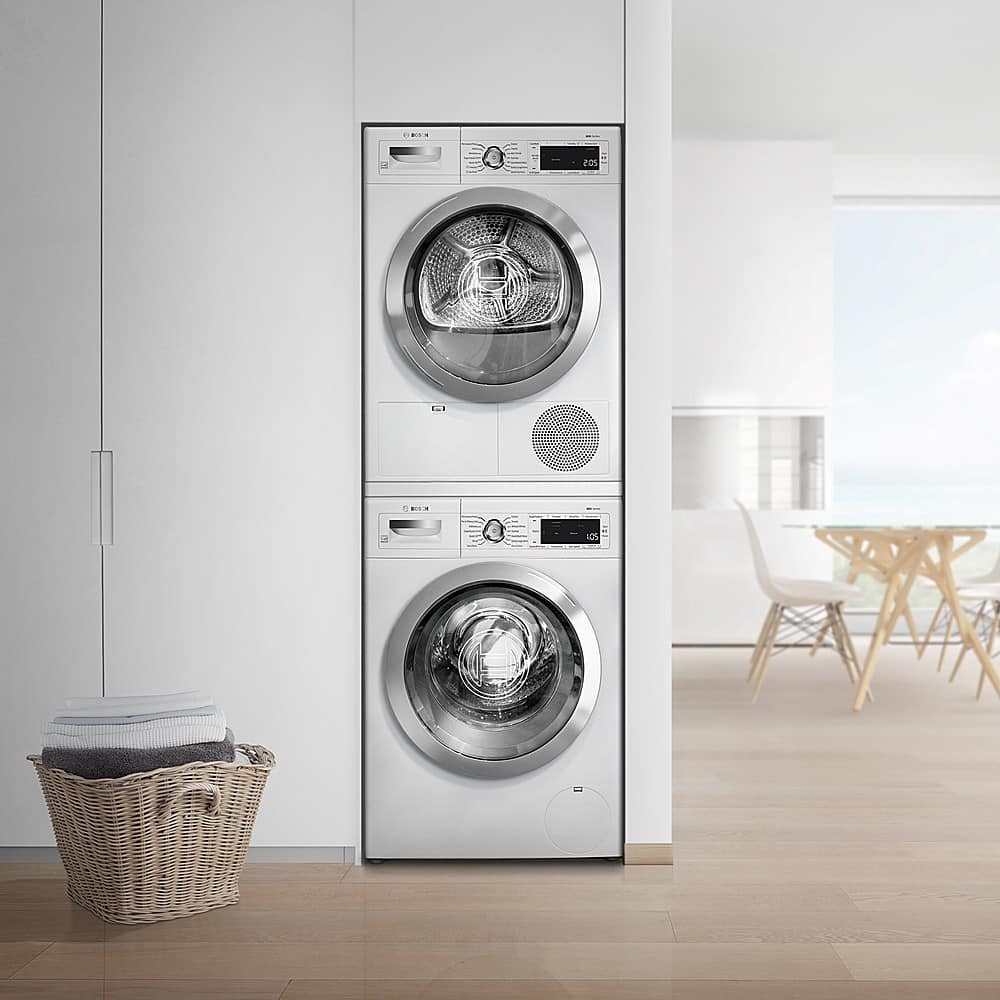 Best Buy Bosch 800 Series 2.2 Cu. Ft. High Efficiency Stackable Smart Front Load Washer with EcoSilence White WAW285H2UC