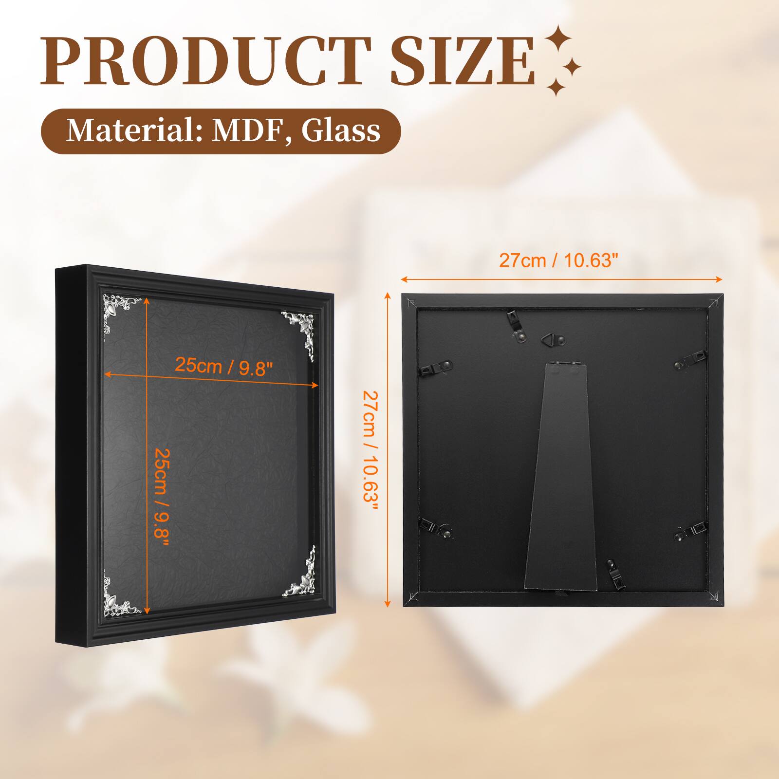 Unique Bargains Shadow Box Frame, 9.8x9.8 Inch Wooden Display Case with ...