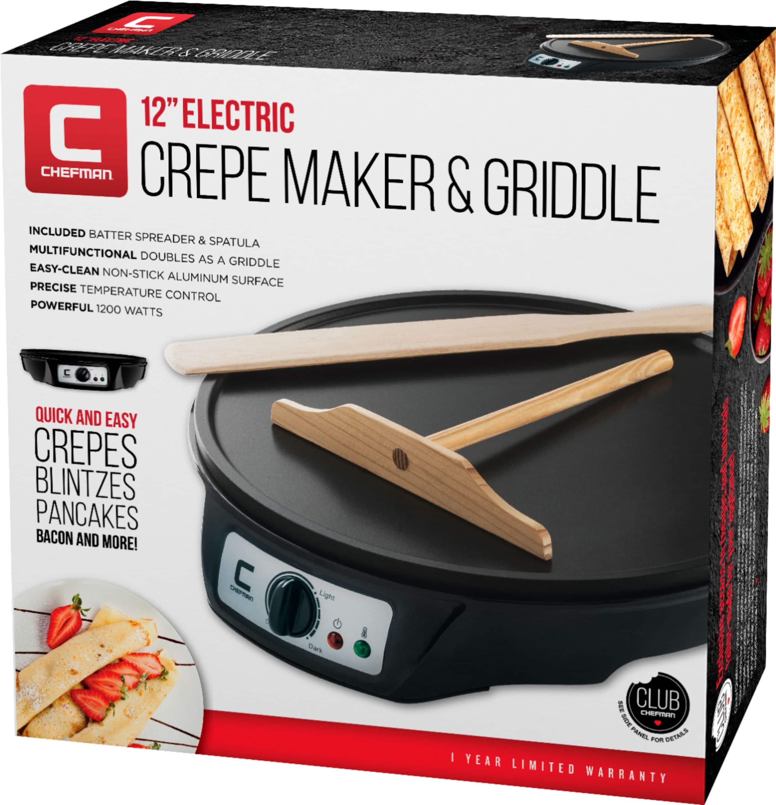 Best Buy: Chefman 12" Electric Crepe Maker & Griddle Black RJ33-C