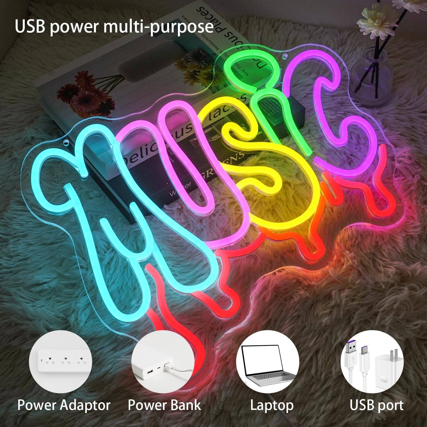 Auledio Music Neon Sign for Wall Decor, Colorful Letter Neon Light ...