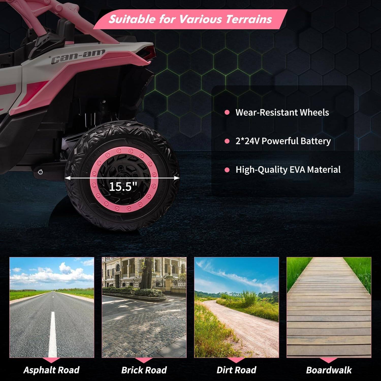 GARVEE 24V Licensed Can Am 2 Seater Ride On UTV for Kids, Electric Off ...