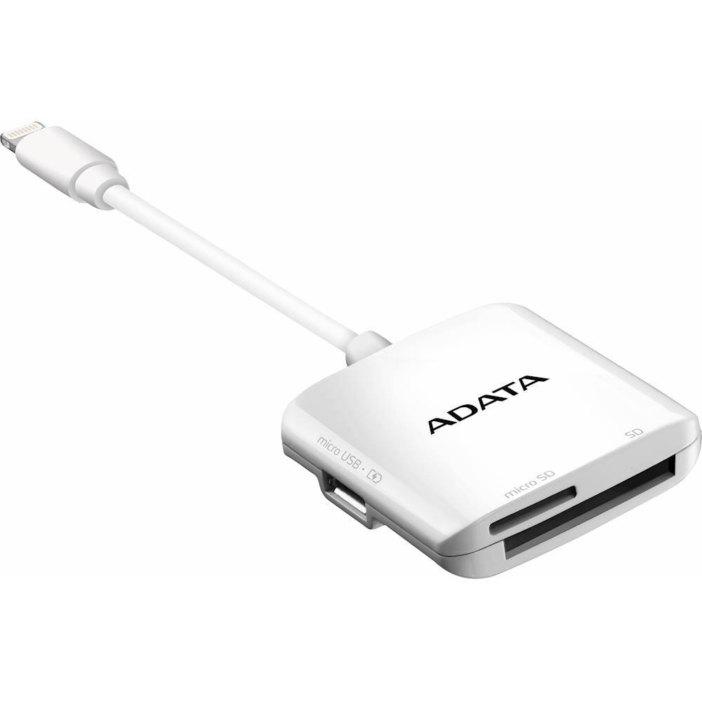 Best Buy: ADATA USB/Lightning/Micro USB Memory Card Reader White ...