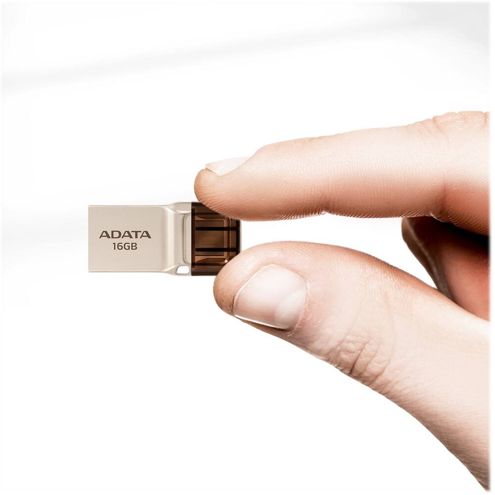 Best Buy: ADATA 16GB USB-C, Micro USB Flash Drive Golden AUC360-16G-RGD