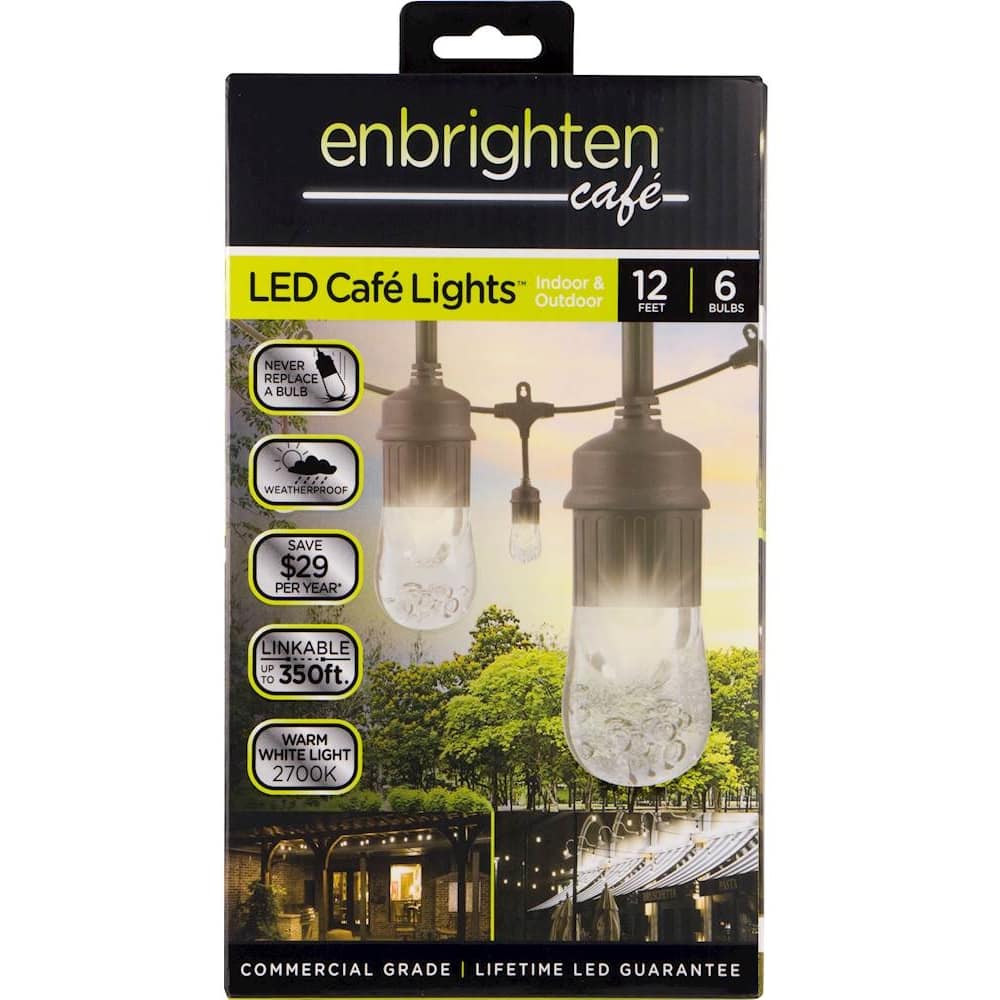 Best Buy: Enbrighten Café LED Lights (12 feet/6 bulbs) Black 31660999