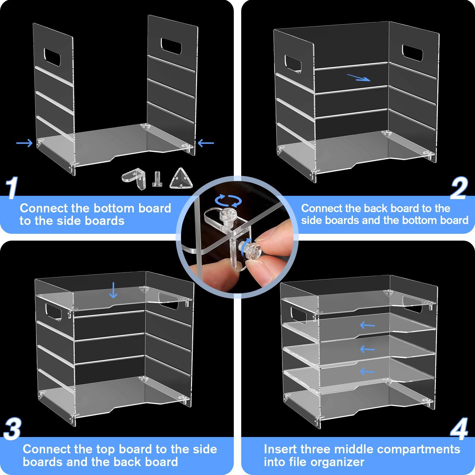 Dapper Styles 5 tier Paper Tray Clear Desk Organizer Stackable File ...