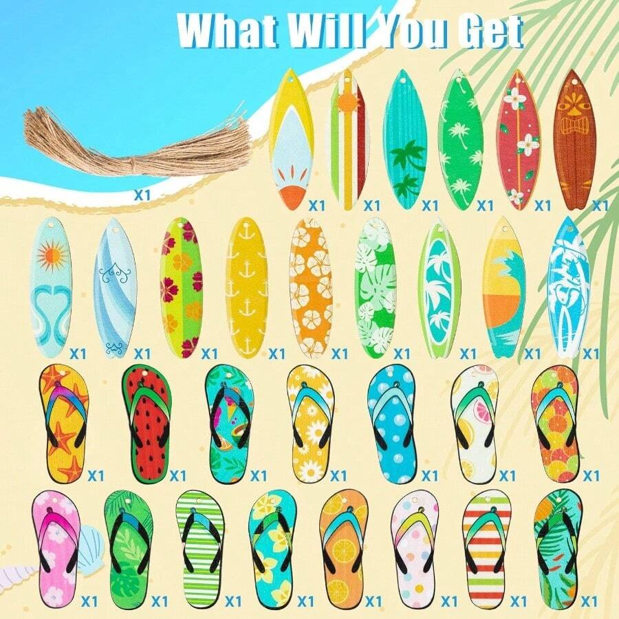 Live At Space Summer Decorative Hanging Ornaments 31Pcs Surfboard ...