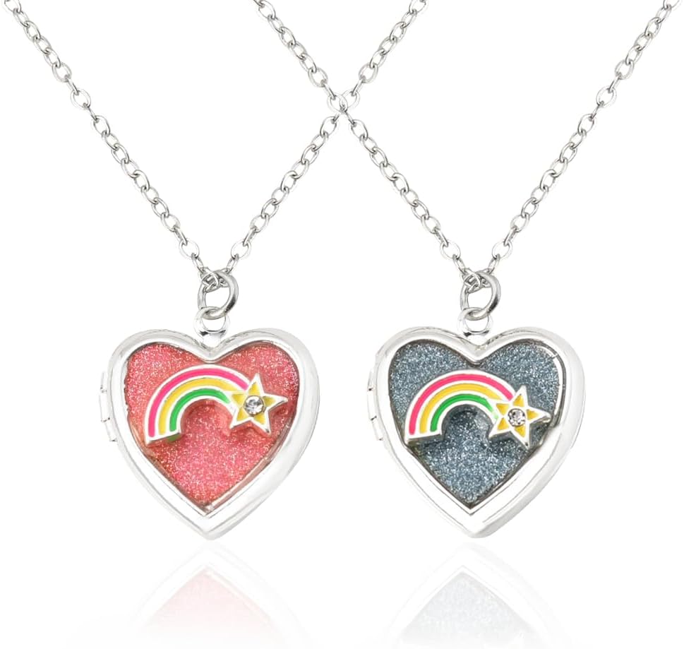 Live At Space Heart Locket Necklace Set BFF Bestie Gifts Big Little ...