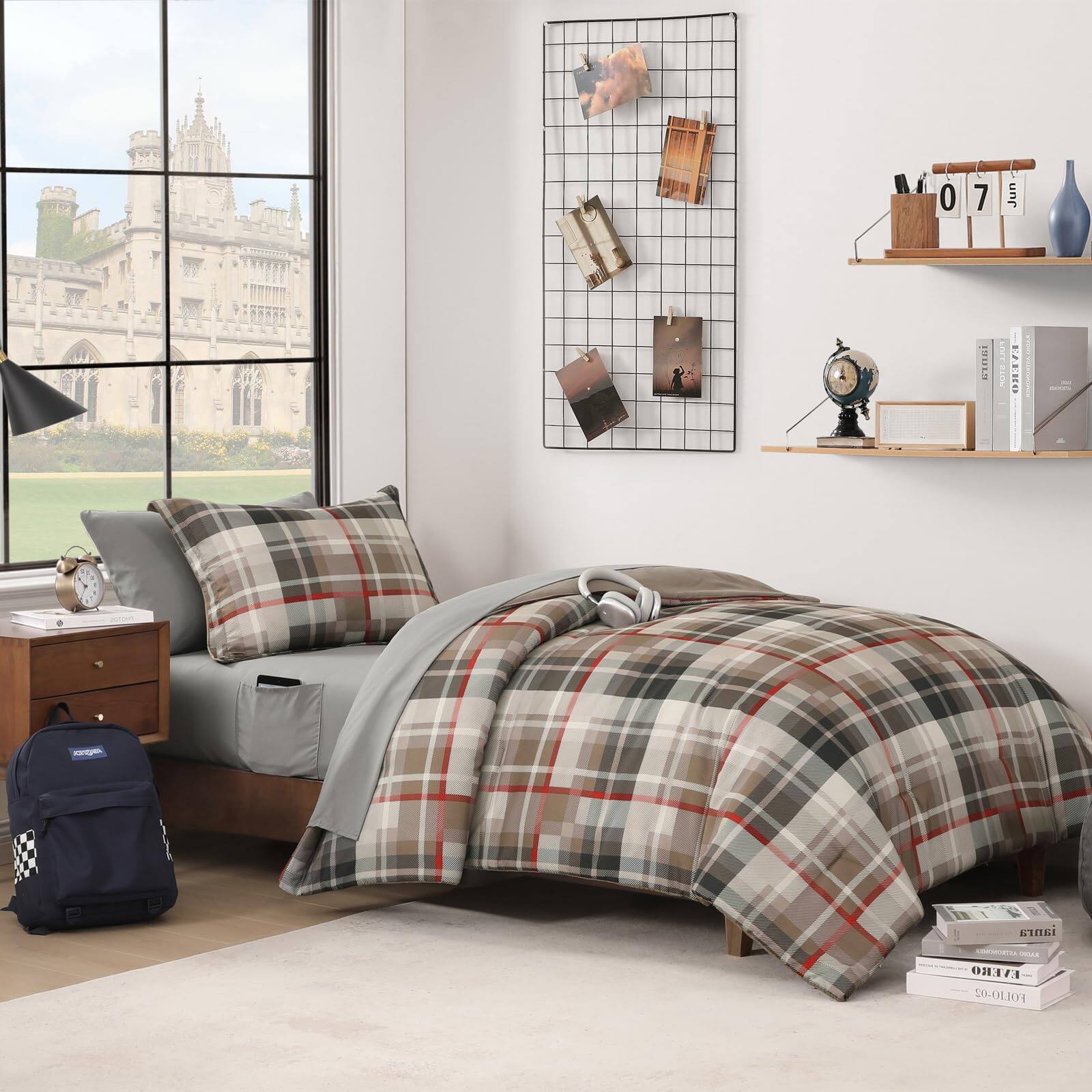 Paradigms Interiors Xl Comforter Set Plaid Design 5 Pieces For Dorm ...