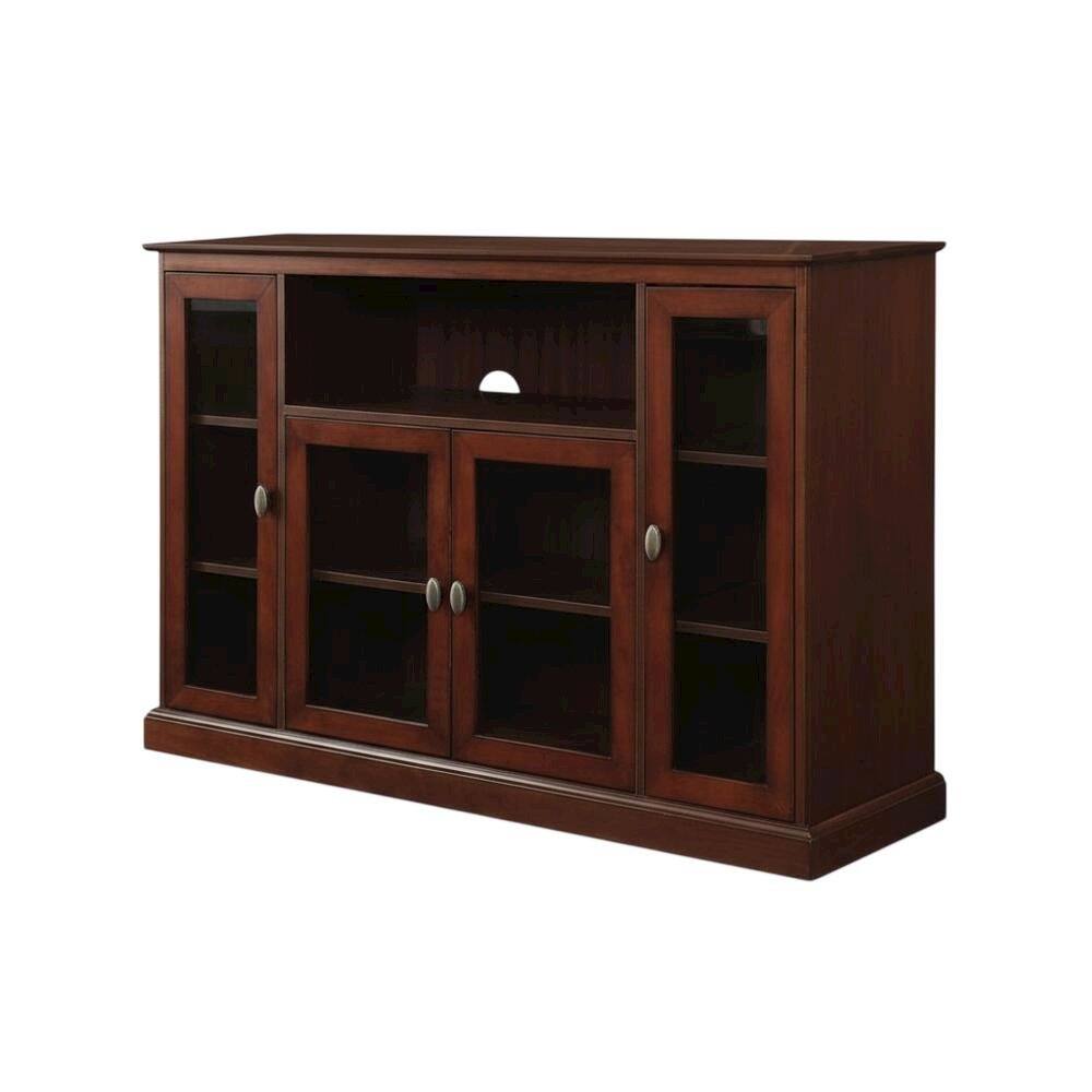 FurniFact Espresso Highboy TV Stand with MDF and tempered glass for 55 ...