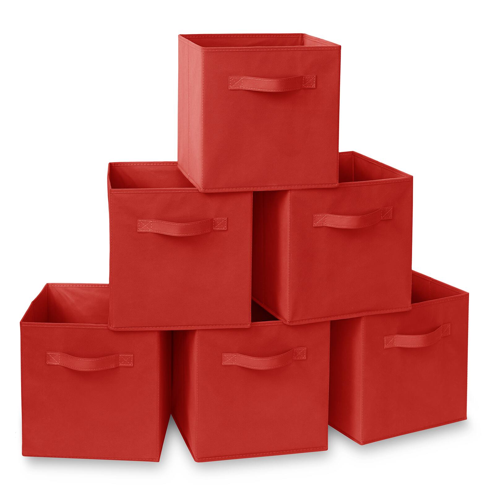 Casafield (Set of 6) Collapsible Fabric Cubes Storage Bins Red HOM-STO ...