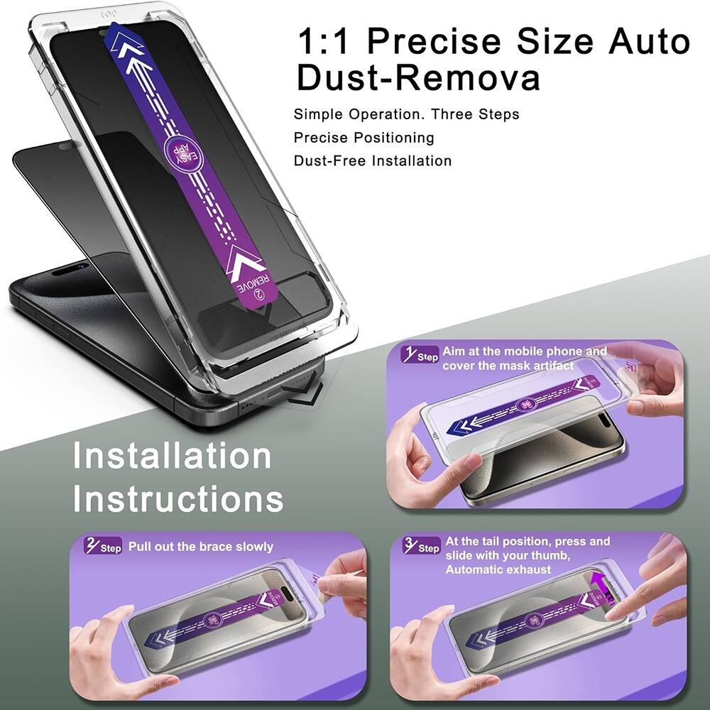 PARKER SLATER 2 Pack, 6.7 Inch, Auto Dust Removal, No Bubbles, Anti Spy ...