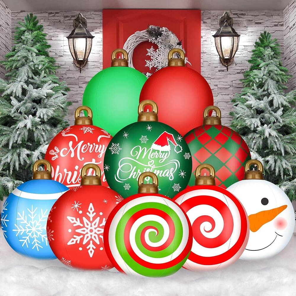 RTMB 10 Pack 32" Inflatable Christmas Balls, PVC, Outdoor Holiday Yard ...