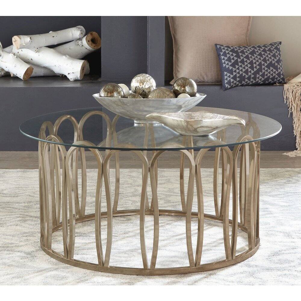 Coaster Co. of America Monett Round Glass Top Coffee Table Chocolate ...
