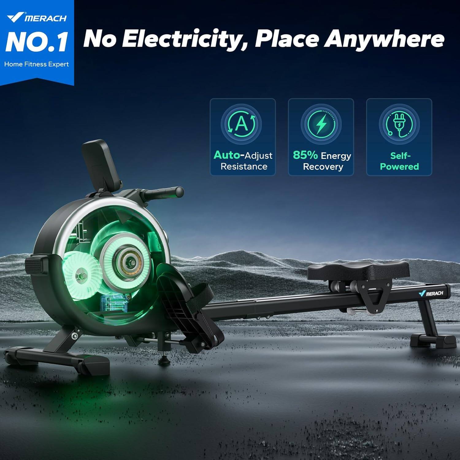 MERACH Electromagnetic Q1S Rowing Machine Quiet 16 Level Resistance for ...