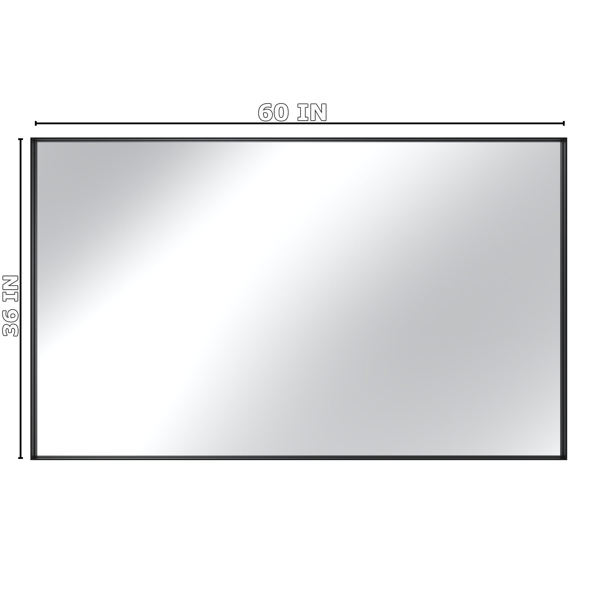 Boyel Living 60 x 36 in Rectangle Square Right Angle Mirror with Matte ...