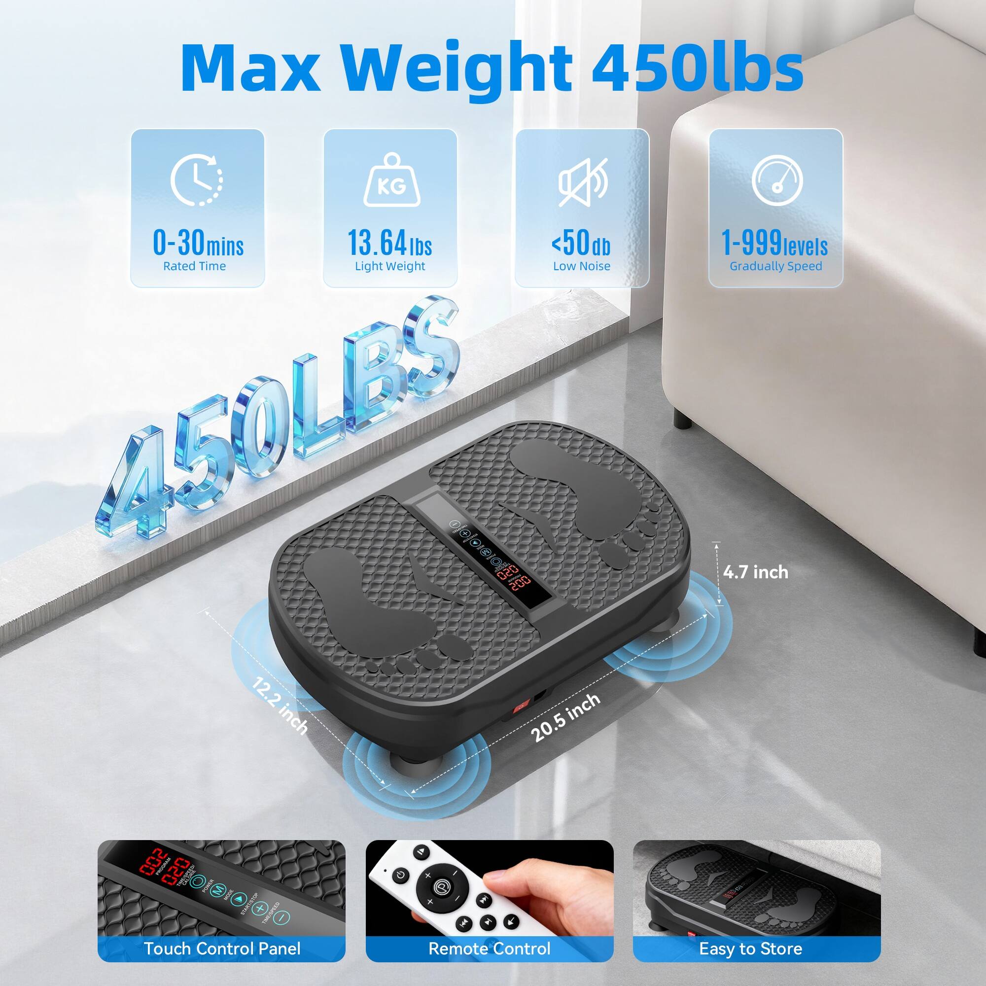Sugift Vibration Plate Exercise Machine with Bluetooth and 999 Speed ...