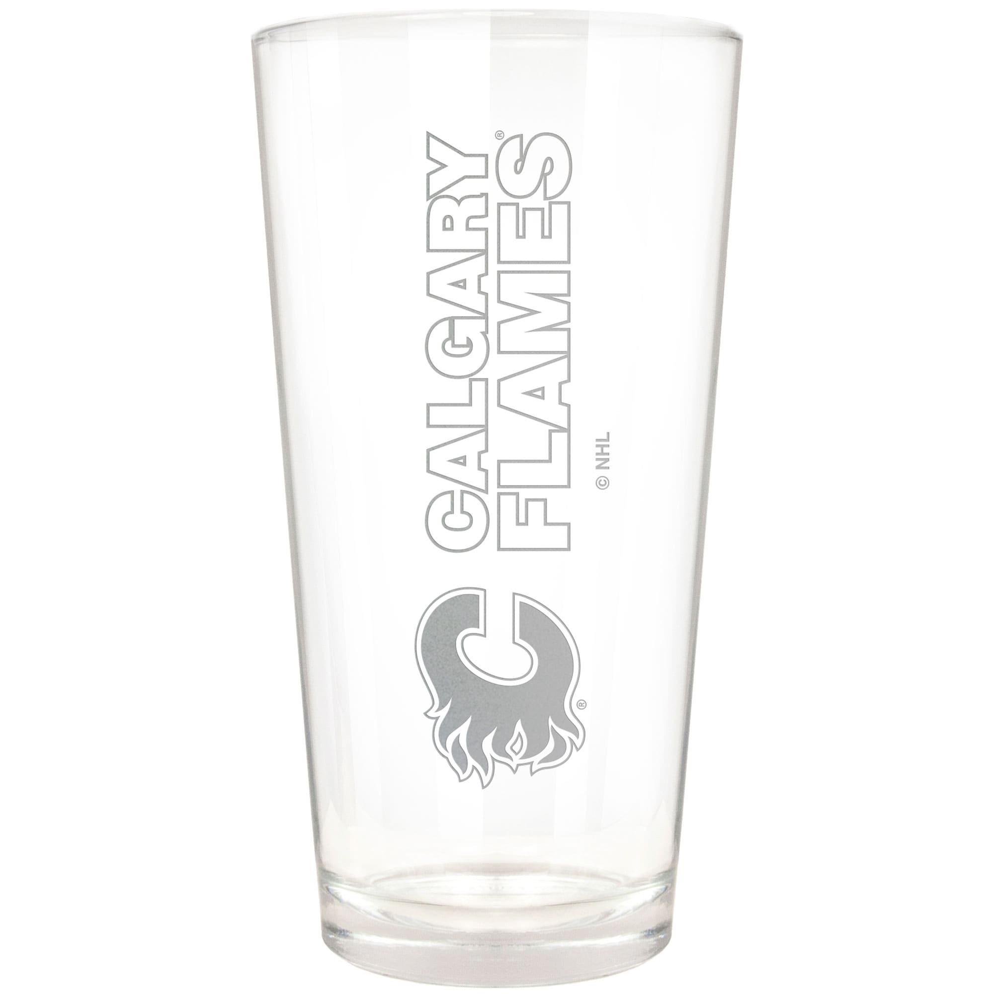 Great American Products Calgary Flames Etched 16oz. Vertical Rally Cry ...