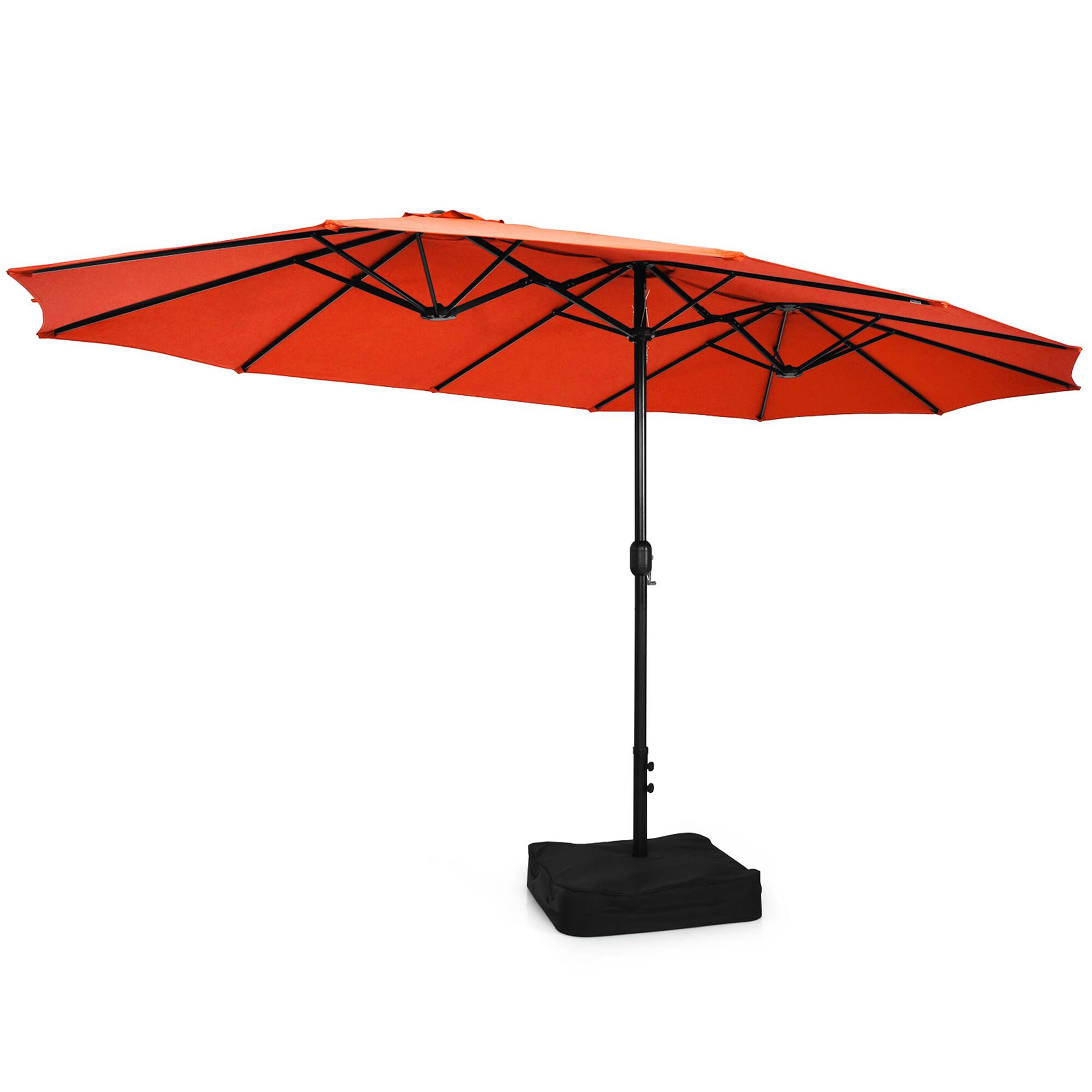 Gymax 15 ft Double Sided Patio Twin Umbrella Extra Large Market ...