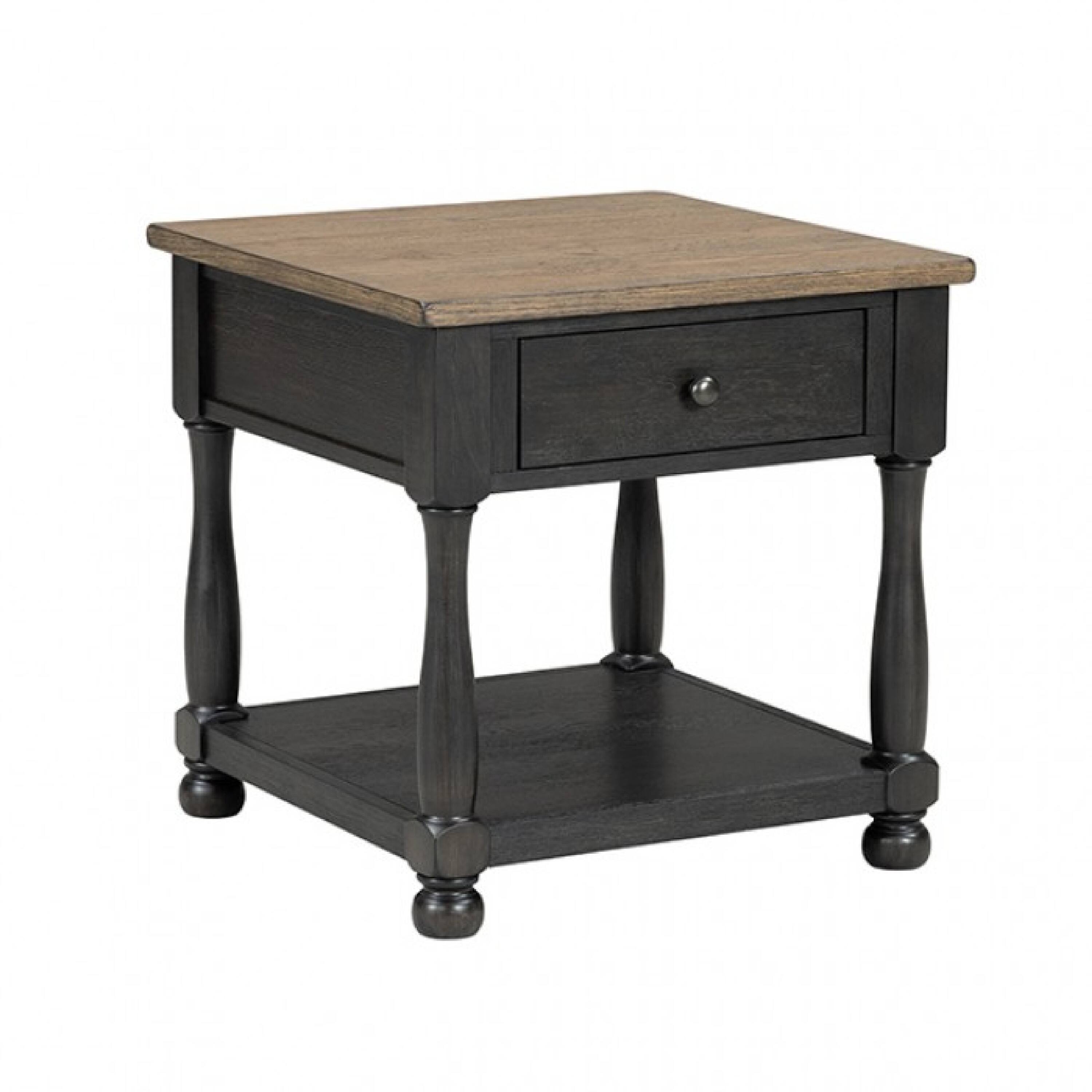 Manhattan Lane Ginie Chairside End Table, 1 Drawer, Black Brown Solid ...