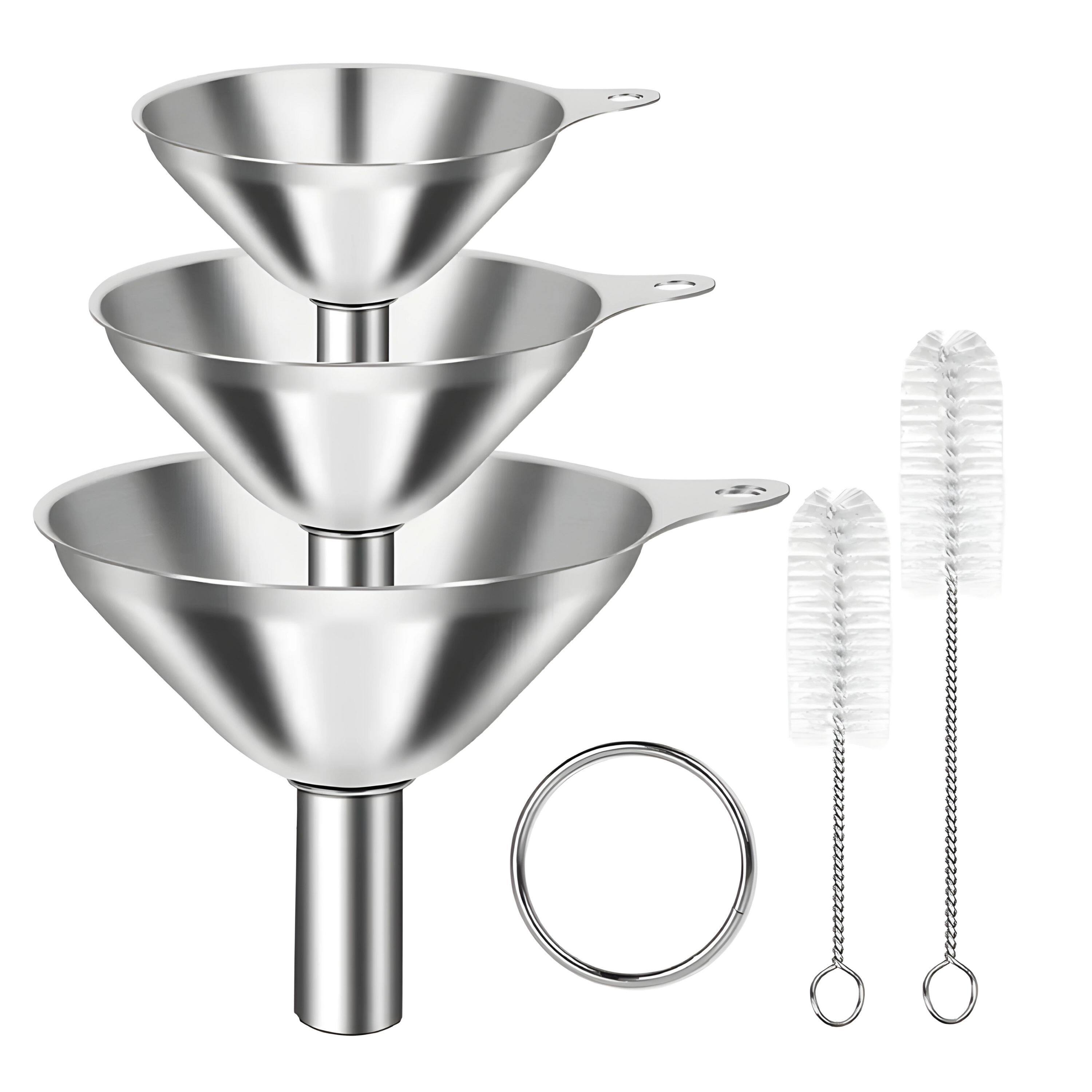 Kitcheniva 3 Stainless Steel Kitchen Funnel Set With 2 Brushes Silver A0380 - Best Buy