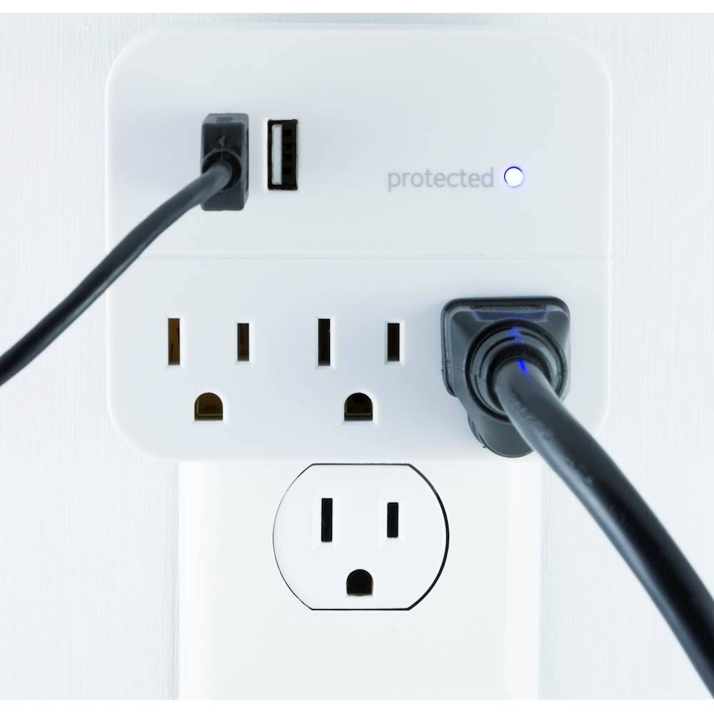 Best Buy: GE 3-Outlet/2-USB Wall Tap Surge Protector White 14512