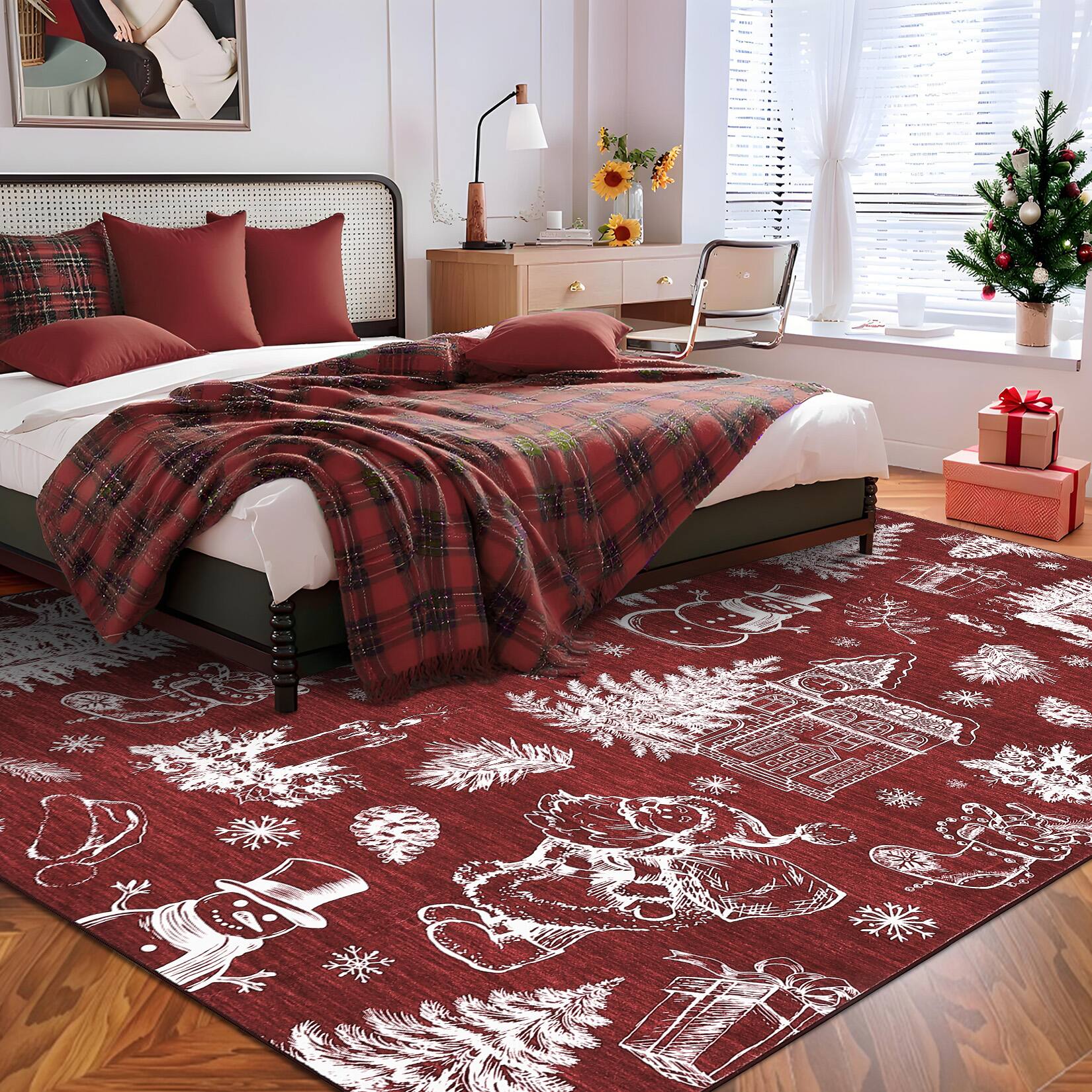 GARVEE Christmas Winter Fairy Tale Festive Area Rug for Living Room ...