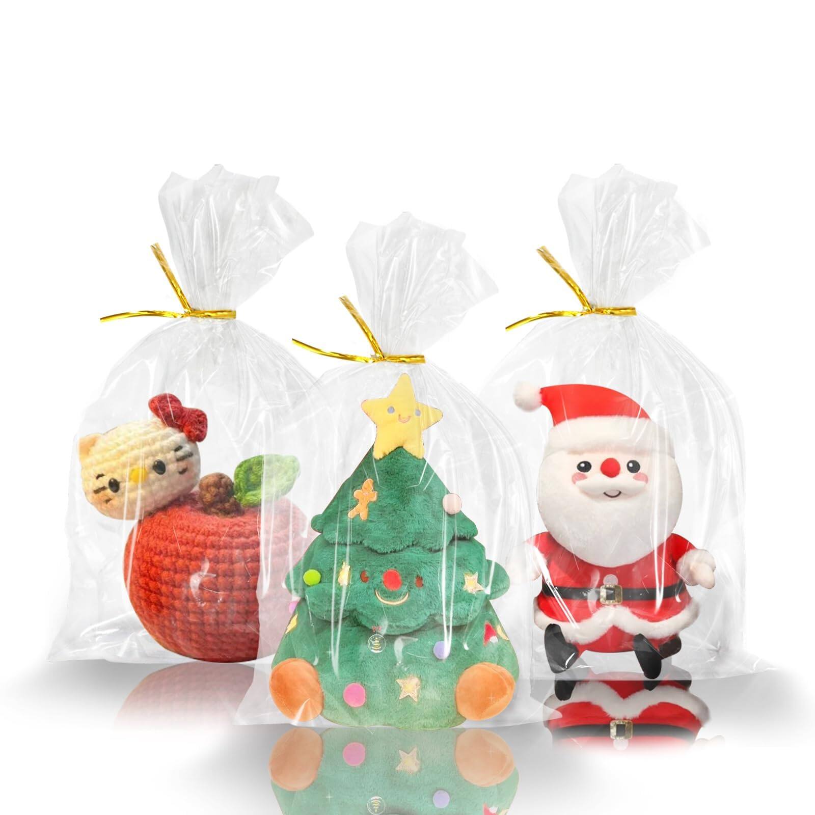 Paradigms Interiors Clear Gift Bags 10 Inches Large Cellophane Wrap For ...