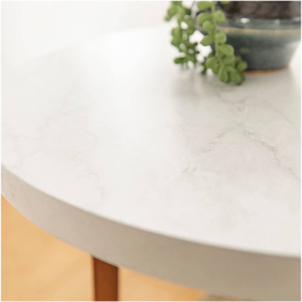 Best Buy: Walker Edison 20" Round Side Table White Marble/Pecan BBF20EMSTPC